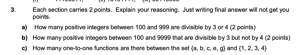 Solved 3. Each section carries 2 points. Explain your | Chegg.com
