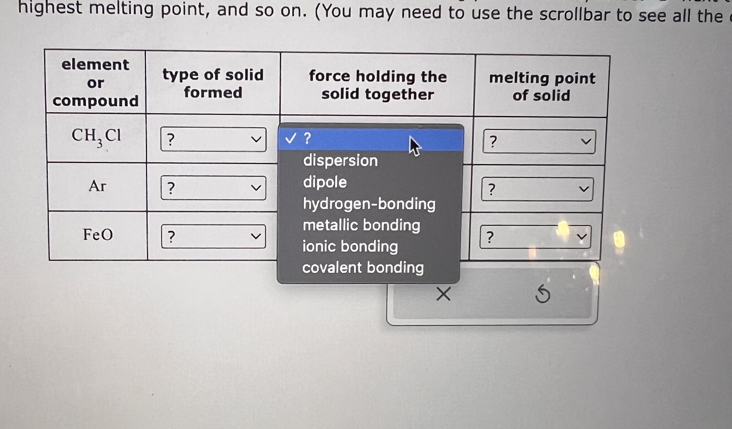 Solved highest melting point, and so on. (You may need to | Chegg.com