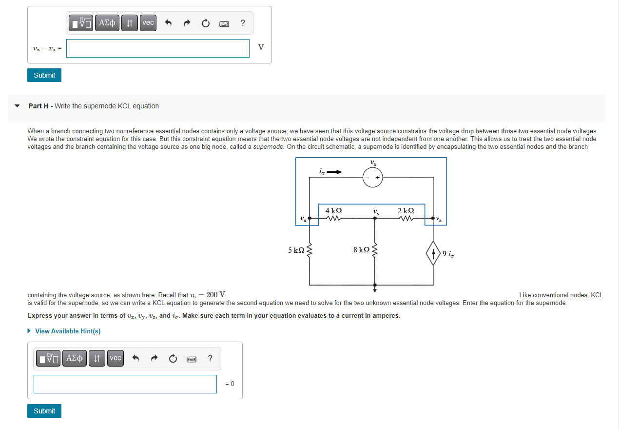 Solved Part G - Solve another special case using the | Chegg.com