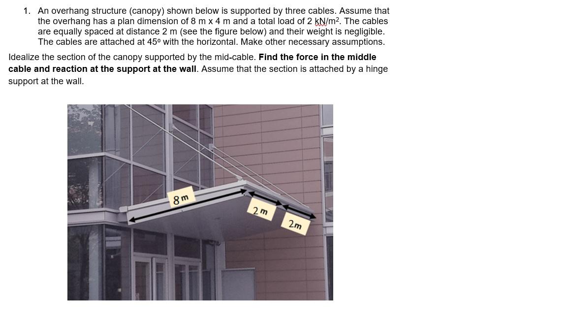 Solved 1. An overhang structure (canopy) shown below is | Chegg.com