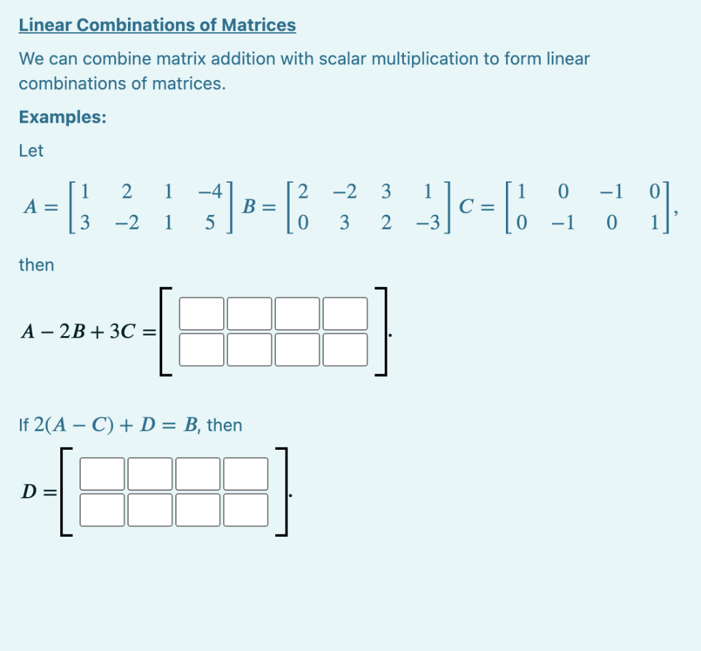 Solved Scalar Multiplication of Matrices Any matrix A may be | Chegg.com