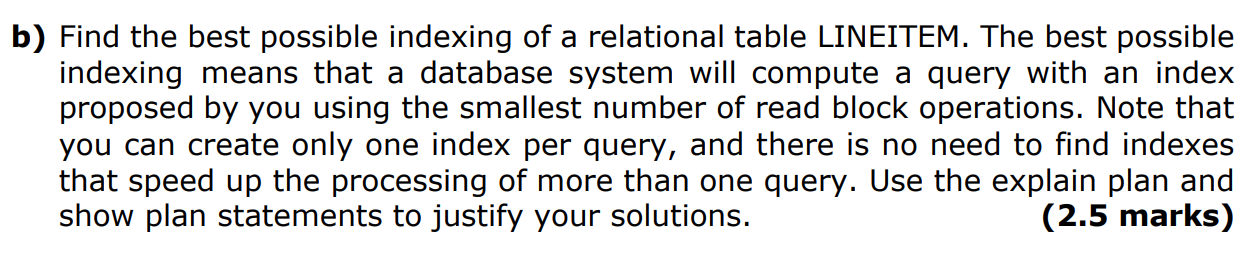 Solved Using the relational table LINEITEM of the sample | Chegg.com