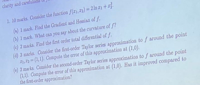 Solved (unction f(x1,x2)=2lnx1+I2. 1. 10 marks. Consider tho | Chegg.com