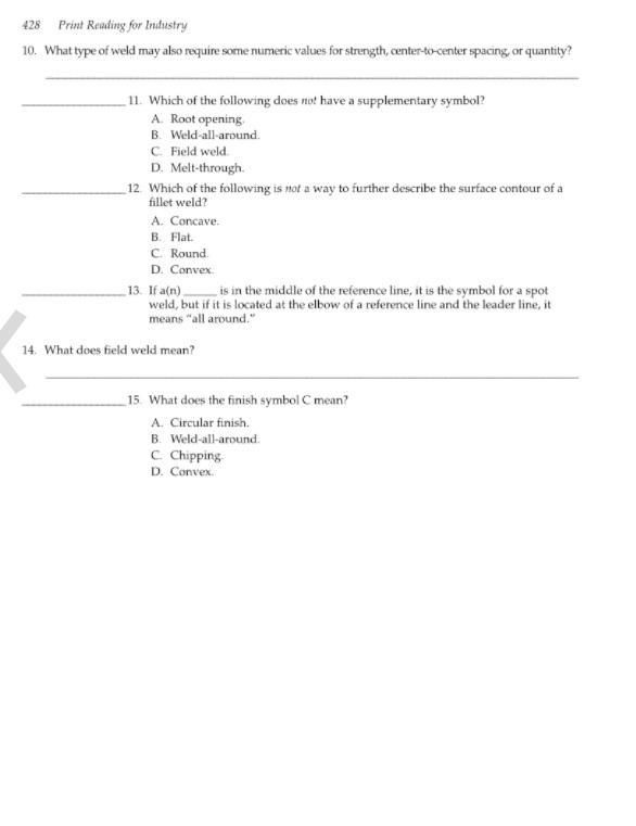Solved Unit 22 Welding Prints 427 Name Date Class Review | Chegg.com