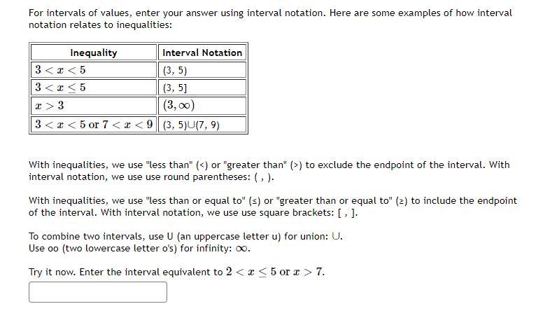 Solved For intervals of values, enter your answer using | Chegg.com