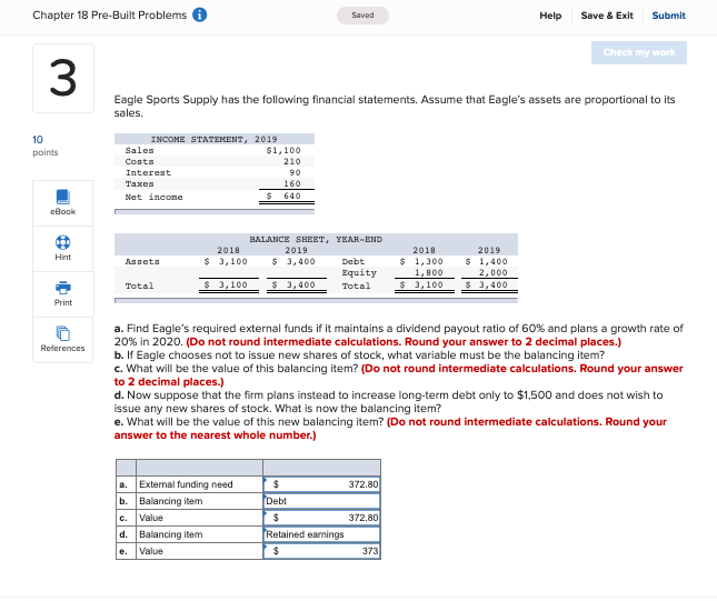 Solved Chapter 18 Pre-Built Problems Saved Help Save & Exit | Chegg.com