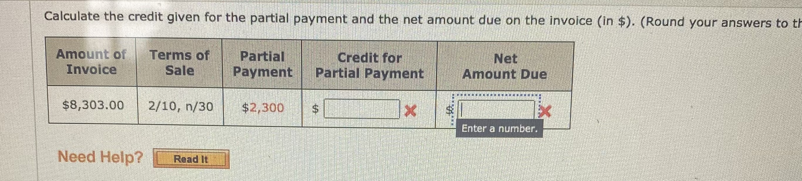Solved Calculate the credit given for the partial payment | Chegg.com
