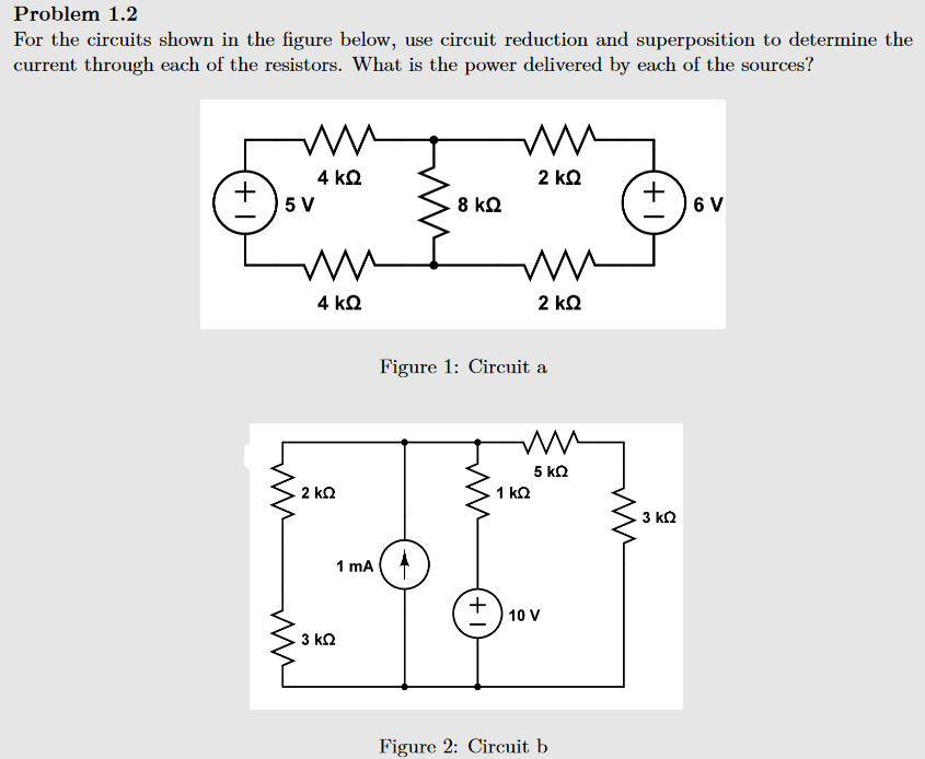 Problem 1.2For the circuits shown in the figure | Chegg.com