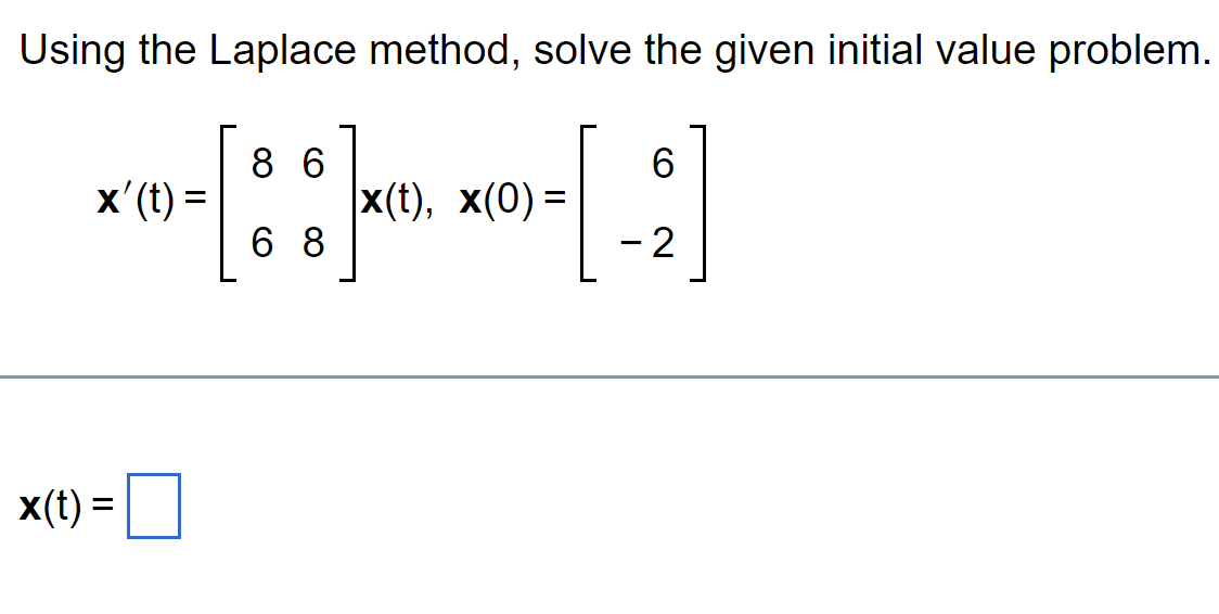 Solved Using the Laplace method, solve the given initial | Chegg.com