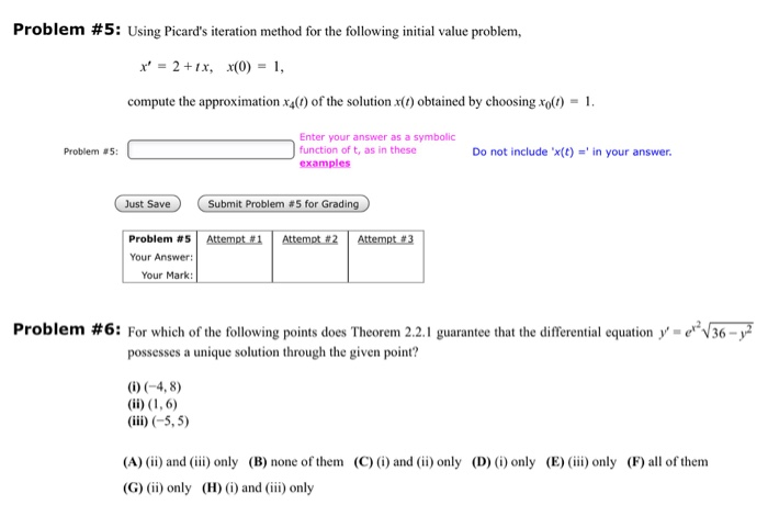 Solved Problem 5 Using Picard S Iteration Method For The