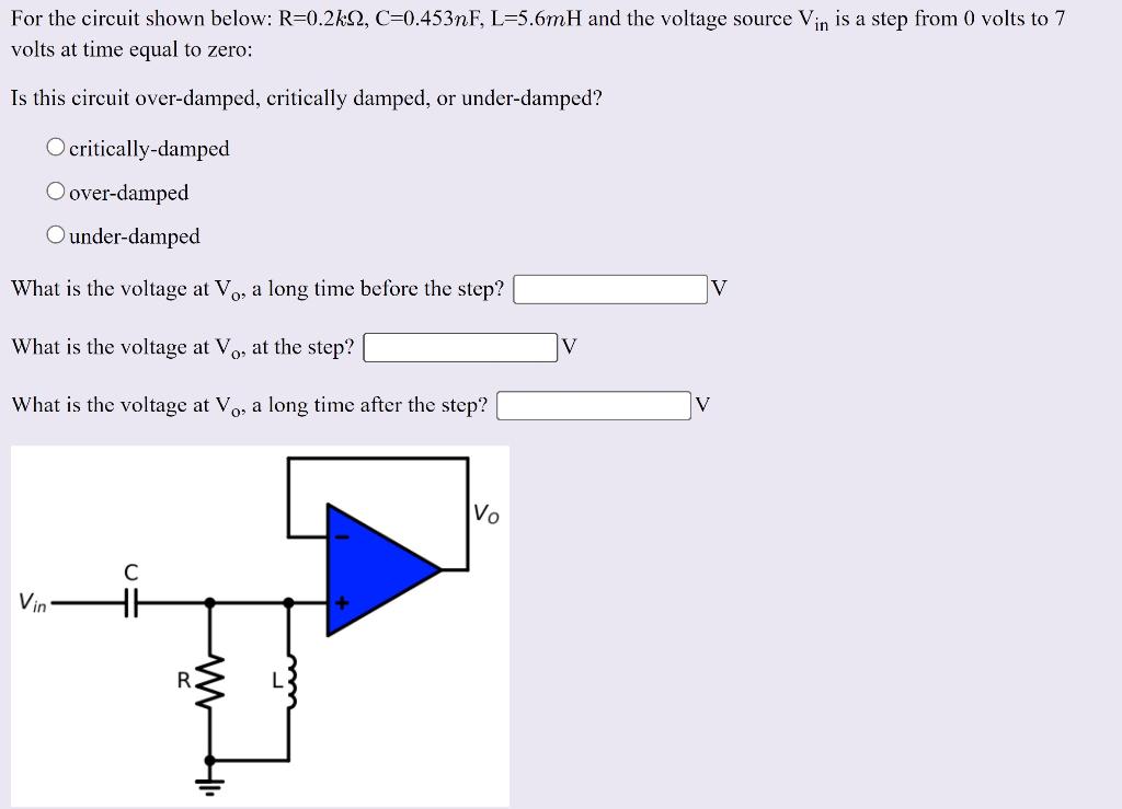 Solved For the circuit shown below: | Chegg.com