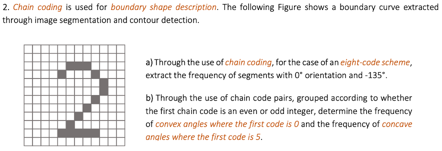 Solved 2. Chain coding is used for boundary shape | Chegg.com