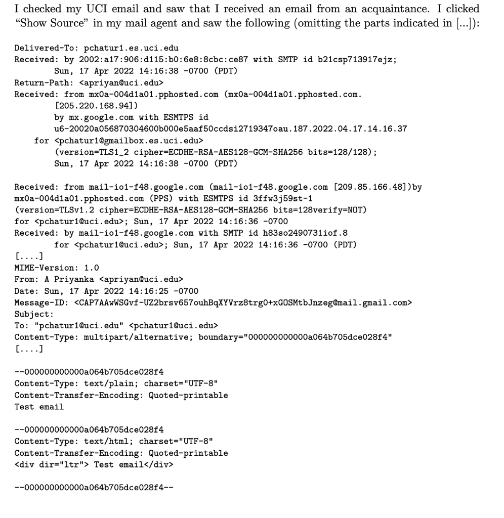 Solved I checked my UCI email and saw that I received an | Chegg.com