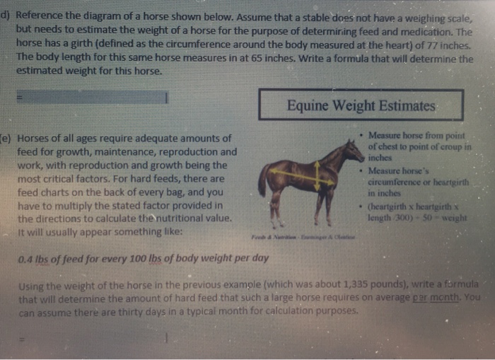 Solved d) Reference the diagram of a horse shown below. | Chegg.com