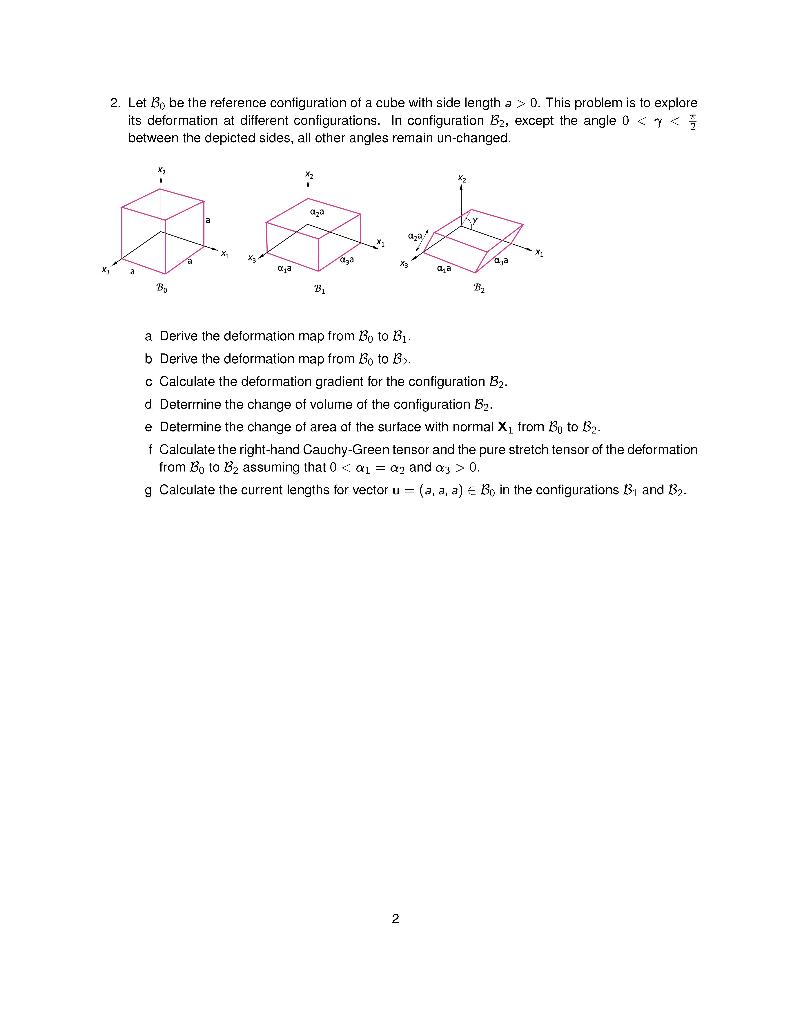 2. Let B0 be the reference configuration of a cube | Chegg.com
