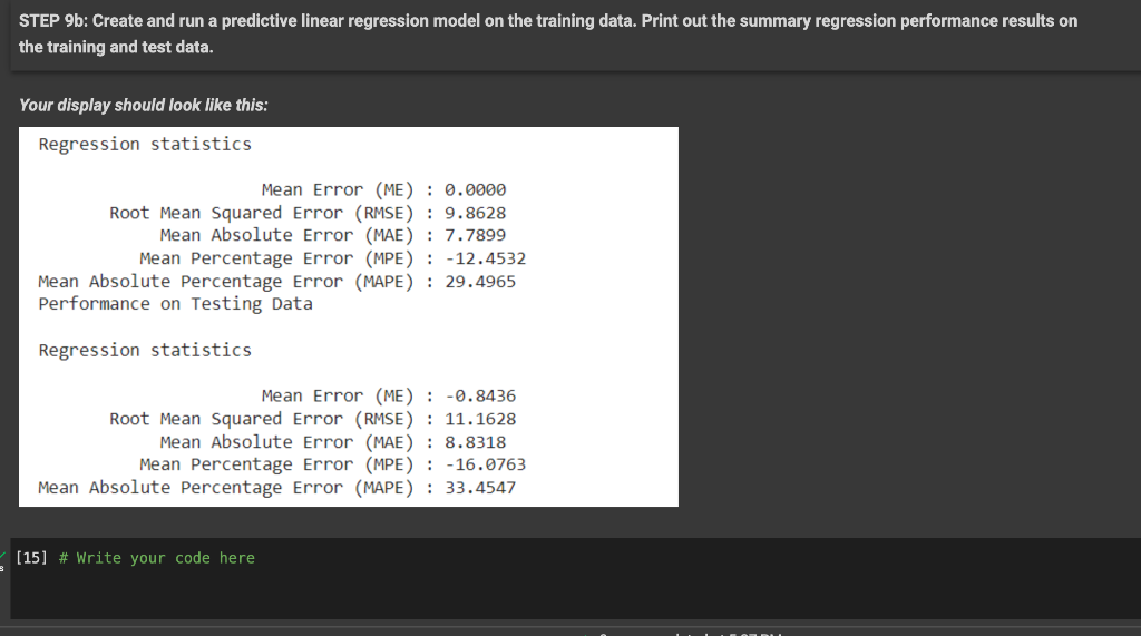STEP 9b: Create and run a predictive linear | Chegg.com