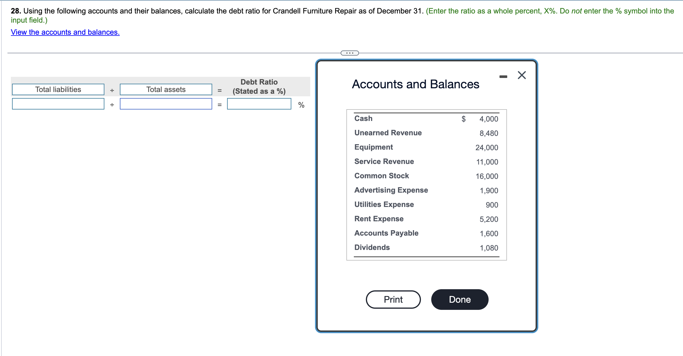 Solved Using the following accounts and their balances, | Chegg.com