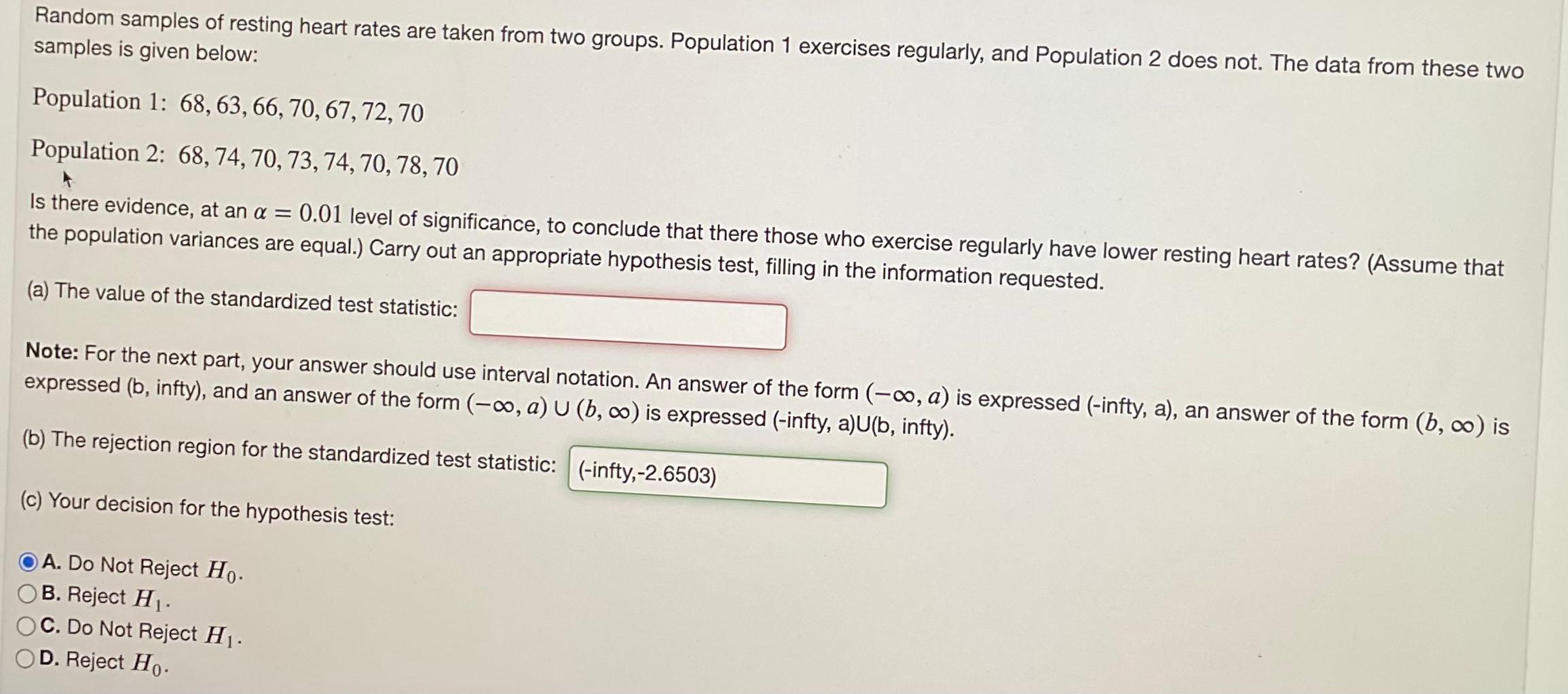 Solved Random samples of resting heart rates are taken from | Chegg.com
