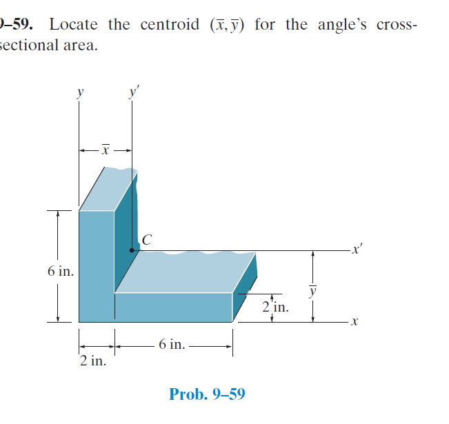 Solved –59. Locate the centroid (1,7) for the angle's cross- | Chegg.com