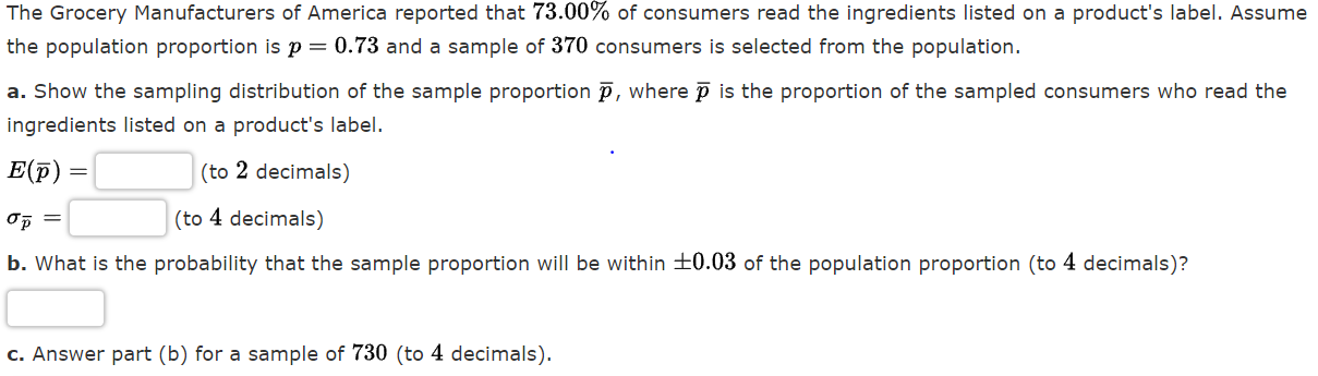 Solved The Grocery Manufacturers of America reported that | Chegg.com