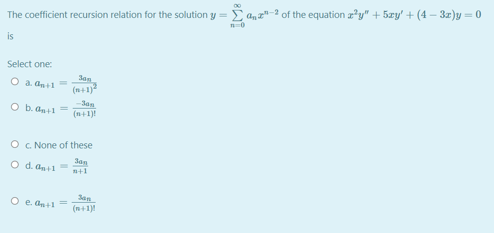 Solved 00 The Coefficient Recursion Relation For The 