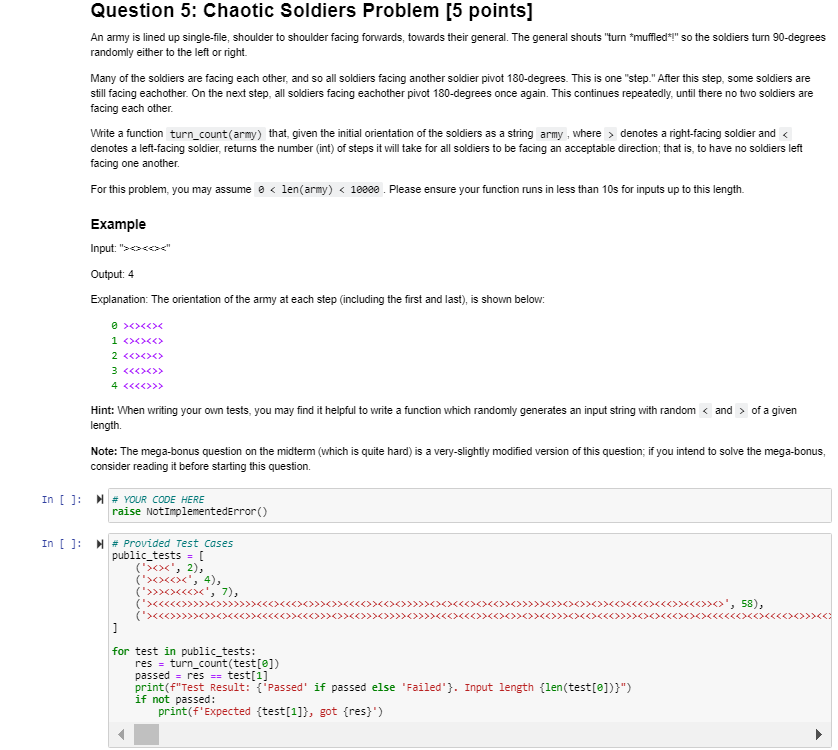 Solved Question 5: Chaotic Soldiers Problem [5 points] An | Chegg.com