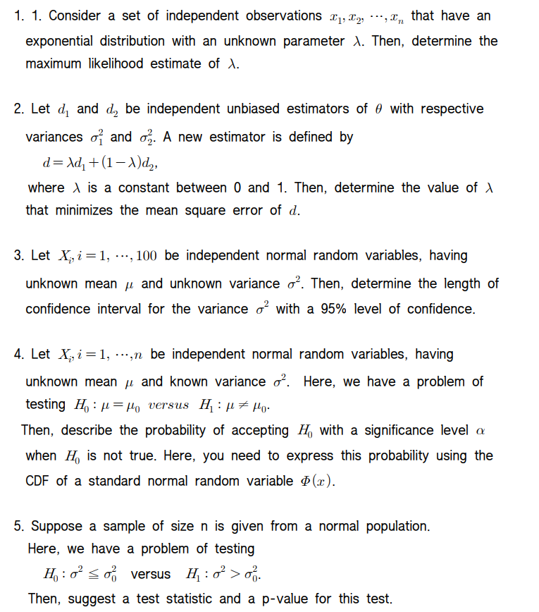 Solved 1. 1. Consider a set of independent observations X1, | Chegg.com