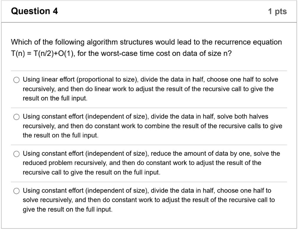 Solved Question 4 1 pts Which of the following algorithm | Chegg.com
