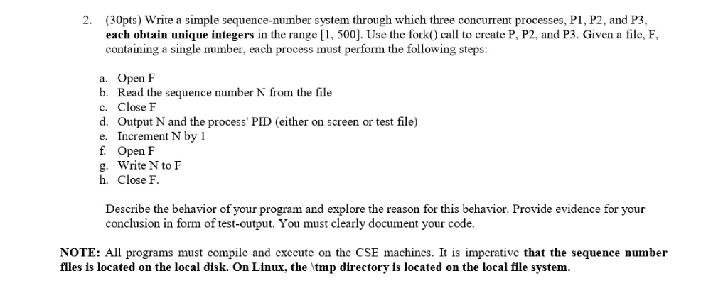 (30pts) Write a simple sequence-number system through | Chegg.com