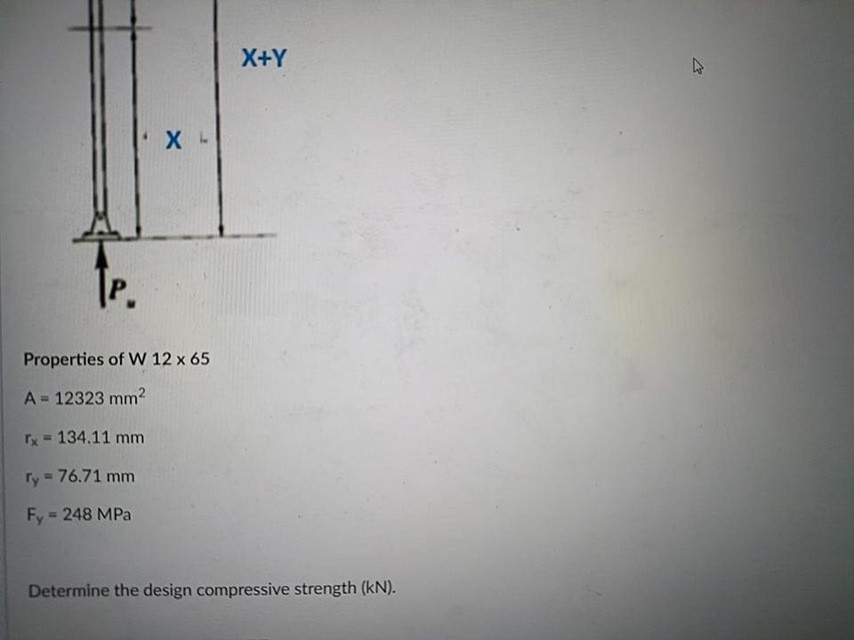 Solved A W 12 x 65 column section shown in the figure is | Chegg.com