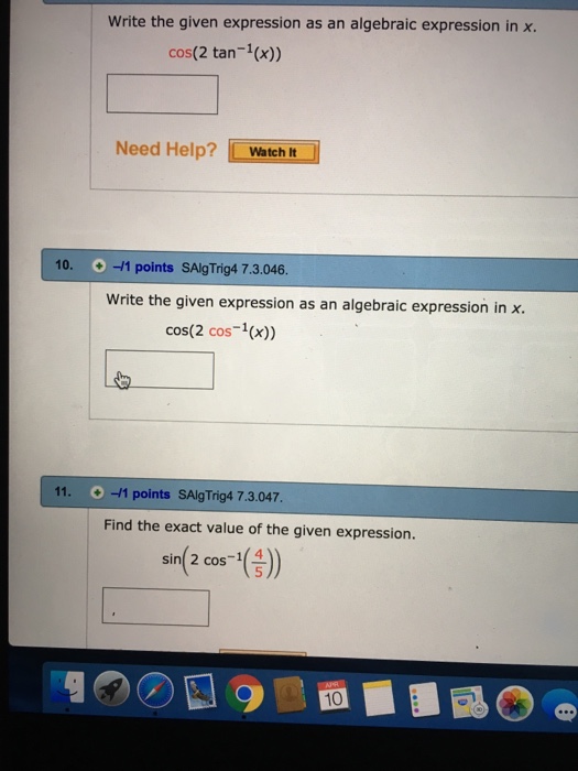 Solved Write the given expression as an algebraic expression | Chegg.com