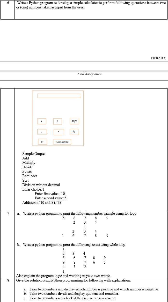 Solved Write A Python Program To Develop A Simple
