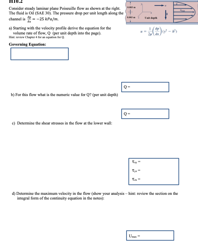 Solved Consider steady laminar plane Poiseuille flow as | Chegg.com