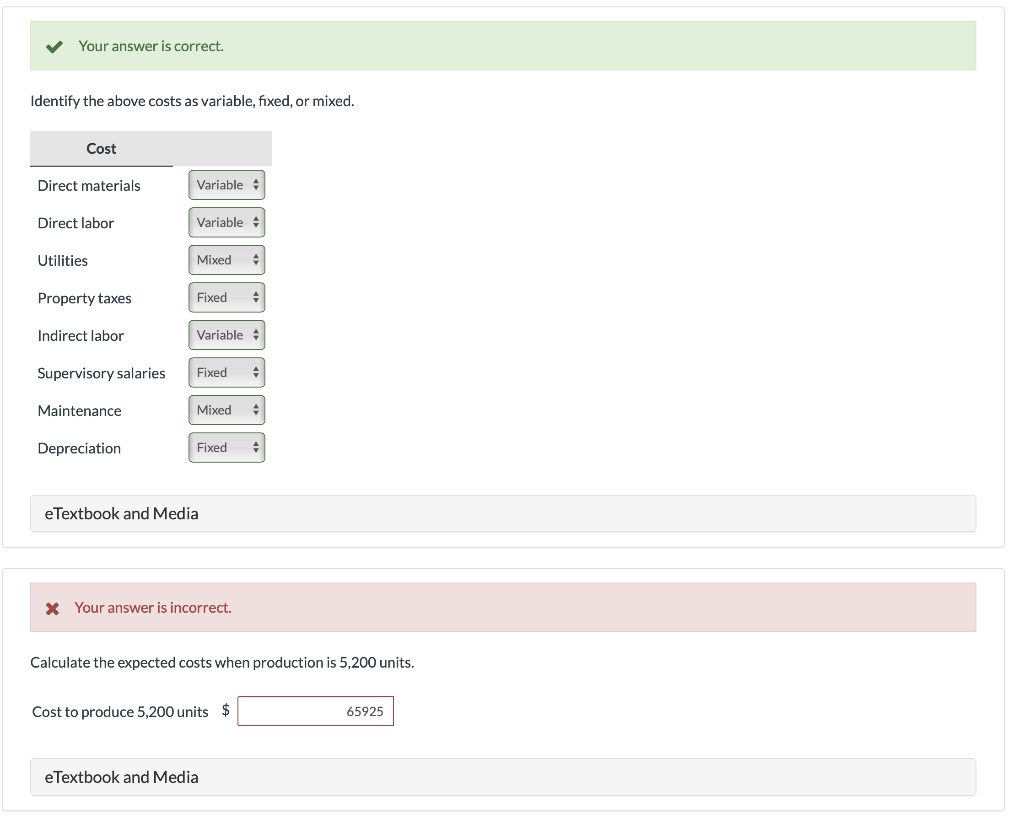 Solved Your Answer Is Correct Identify The Above Costs As