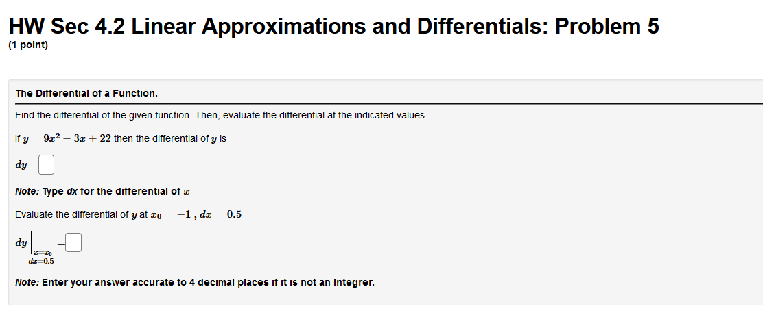 Solved Hw Sec 4 2 Linear Approximations And Differentials