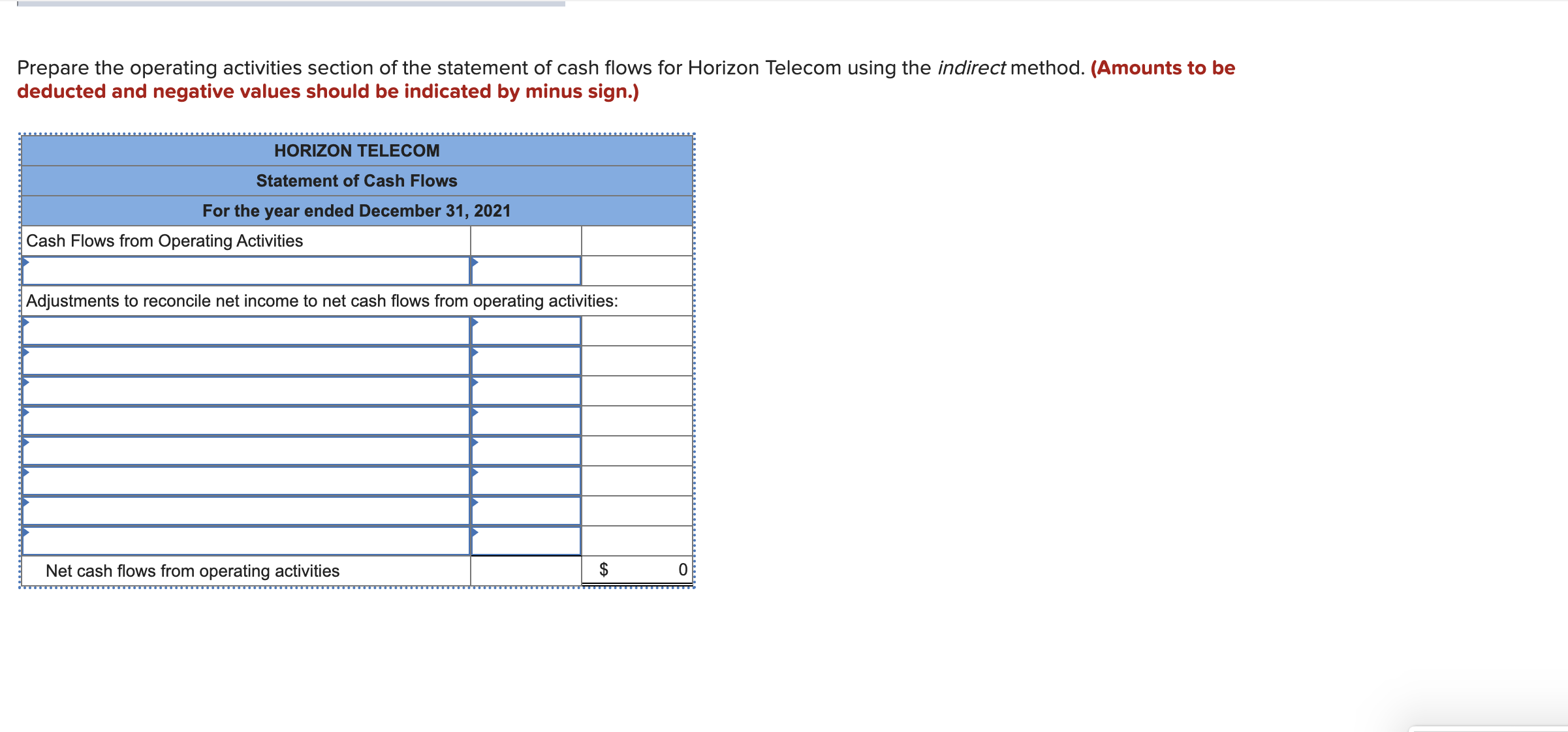Solved Portions of the financial statements for Horizon | Chegg.com