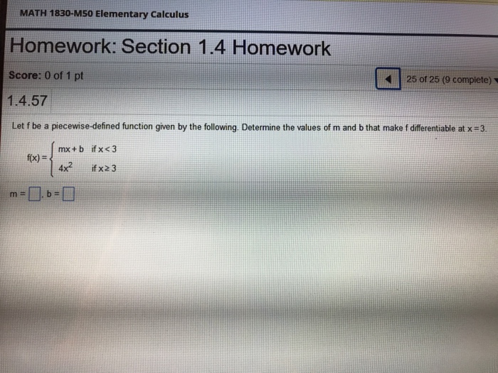 Solved MATH 1830-M50 Elementary Calculus Homework: Section | Chegg.com
