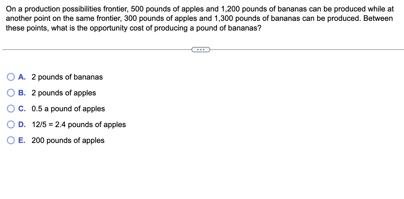 Solved On a production possibilities frontier, 500 pounds of | Chegg.com