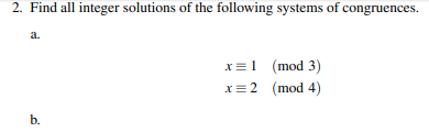 Solved 2. Find all integer solutions of the following | Chegg.com