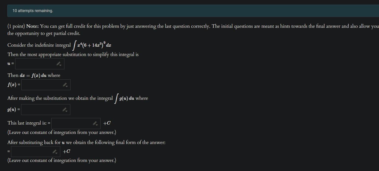 Solved 10 attempts remaining. (1 point) Note: You can get | Chegg.com