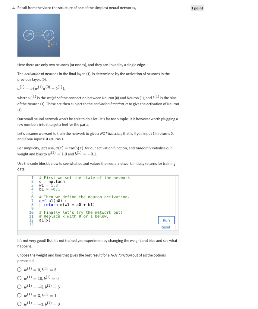 [Solved]: 1. Recall from the video the structure of one of