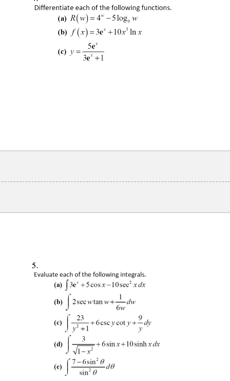 Solved Differentiate each of the following functions. (a) | Chegg.com