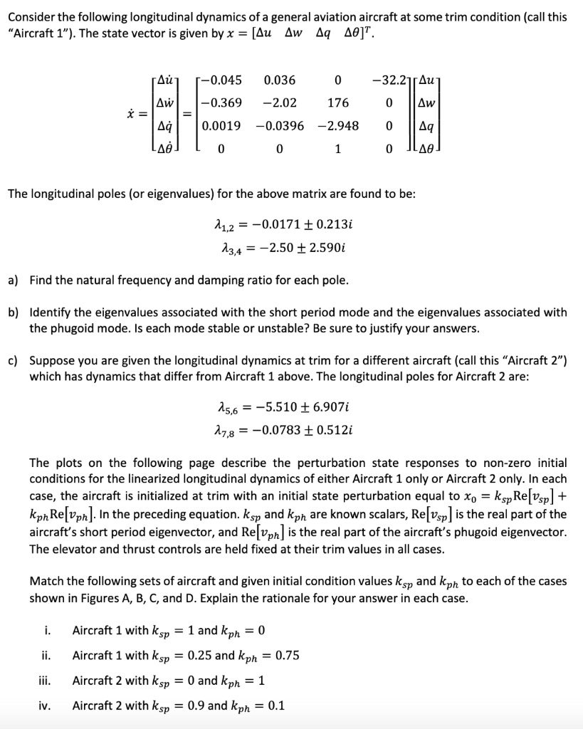 Solved Consider the following longitudinal dynamics of a | Chegg.com