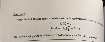 Solved Exercise 2: Consider the following recursive | Chegg.com