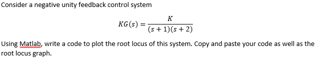 Solved Consider A Negative Unity Feedback Control System 4428