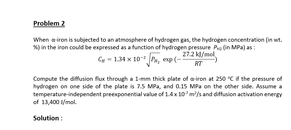 Solved When exposed to an ﻿atmosphere of ﻿hydrogen gas, the | Chegg.com