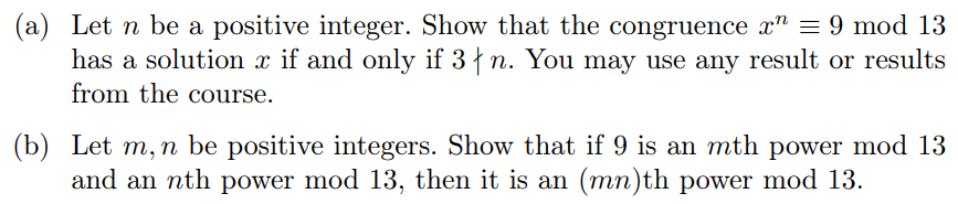 (a) Let n be a positive integer. Show that the | Chegg.com