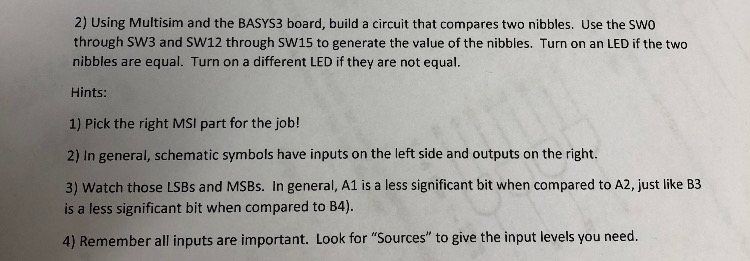 1) Using Multisim and the BASYS3 board, build a | Chegg.com