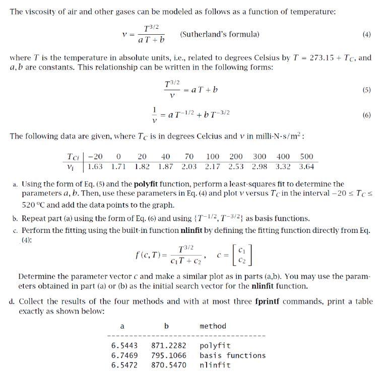 The viscosity of air and other gases can be modeled | Chegg.com