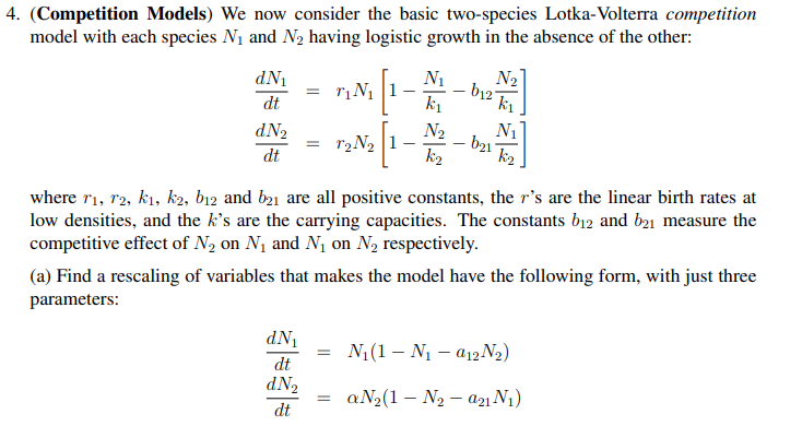 (Competition Models) We now consider the basic | Chegg.com